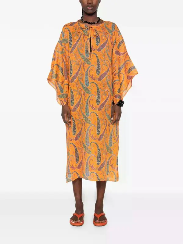 Etro Paisley-pattern Tie-neck Midi Dress