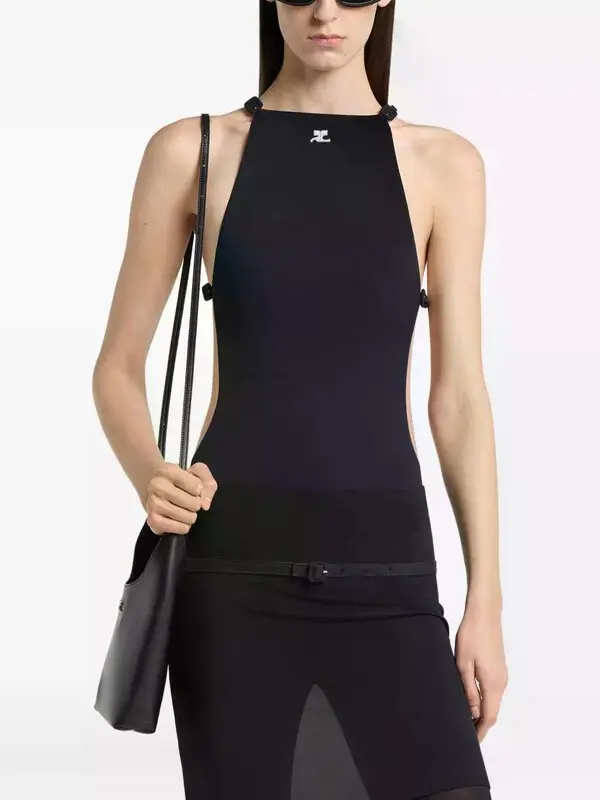 COURREGES Cut-out Halterneck Swimsuit - Black