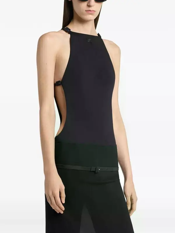 COURREGES Cut-out Halterneck Swimsuit - Black