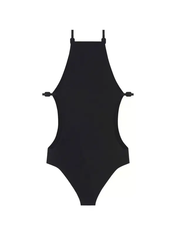 COURREGES Cut-out Halterneck Swimsuit - Black