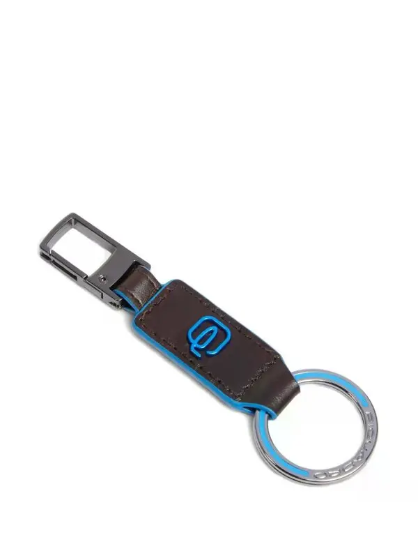 PIQUADRO Leather Keyring With Carabiner Clip