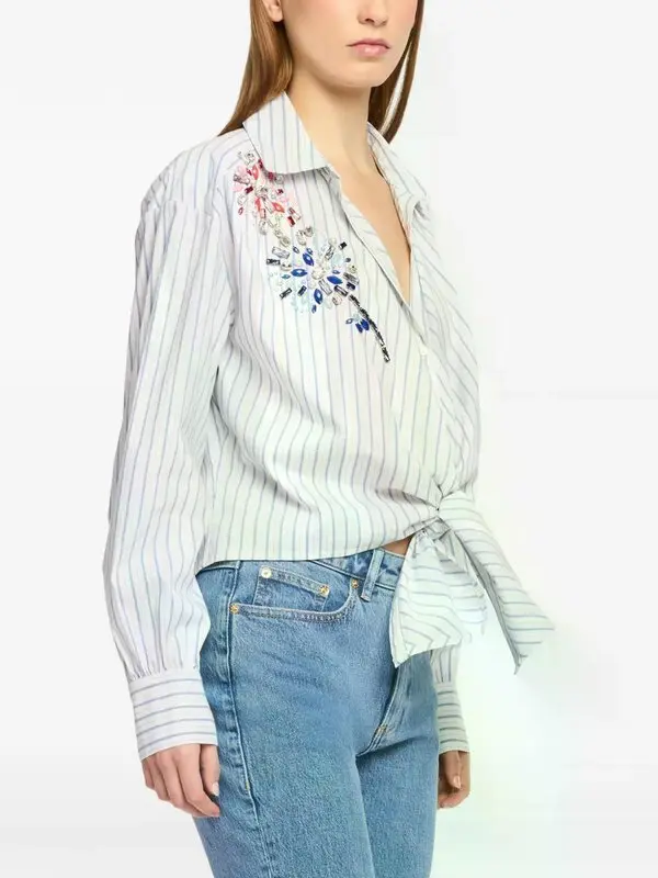 Cinq À Sept Embellished Striped Tie Top