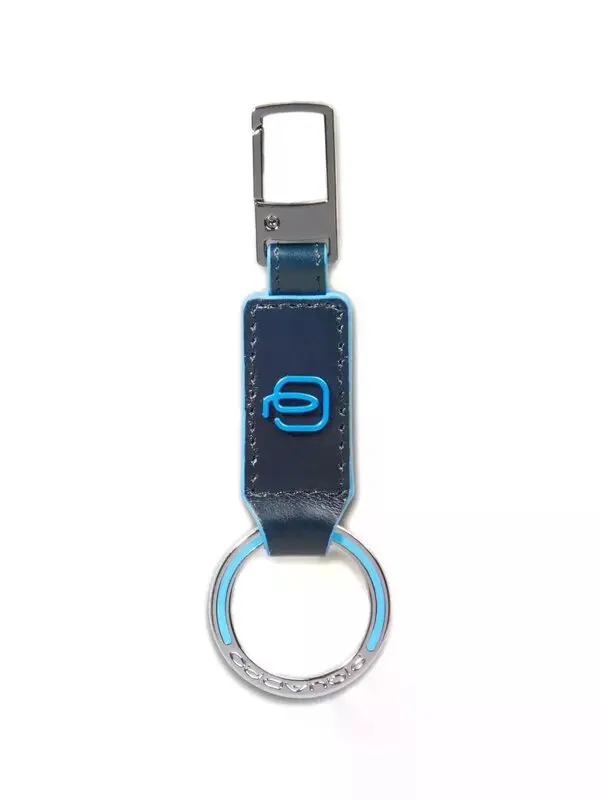 PIQUADRO Carabiner Leather Keyring - Blue