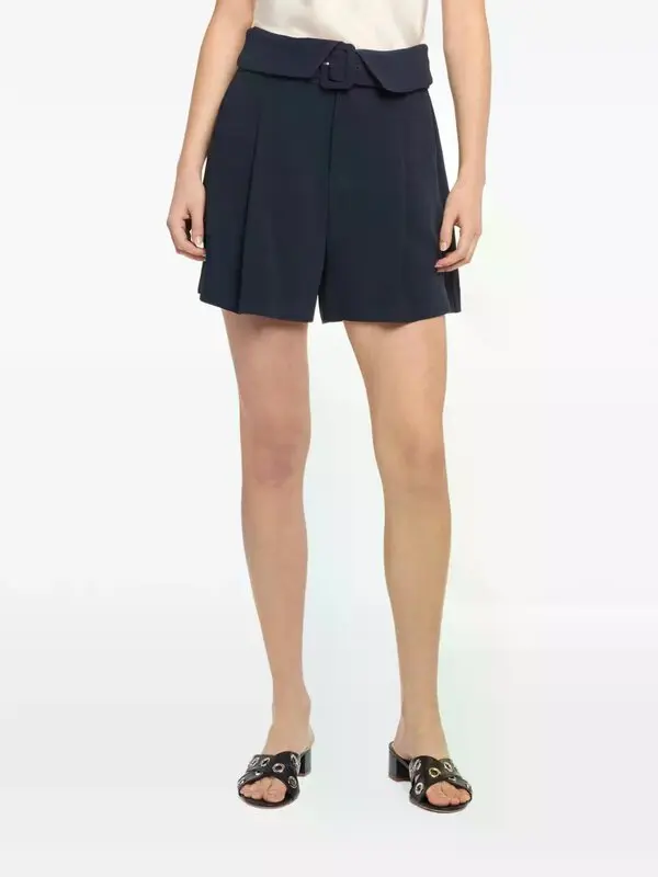 Cinq À Sept Lorena Belted-pleated Shorts - Blue