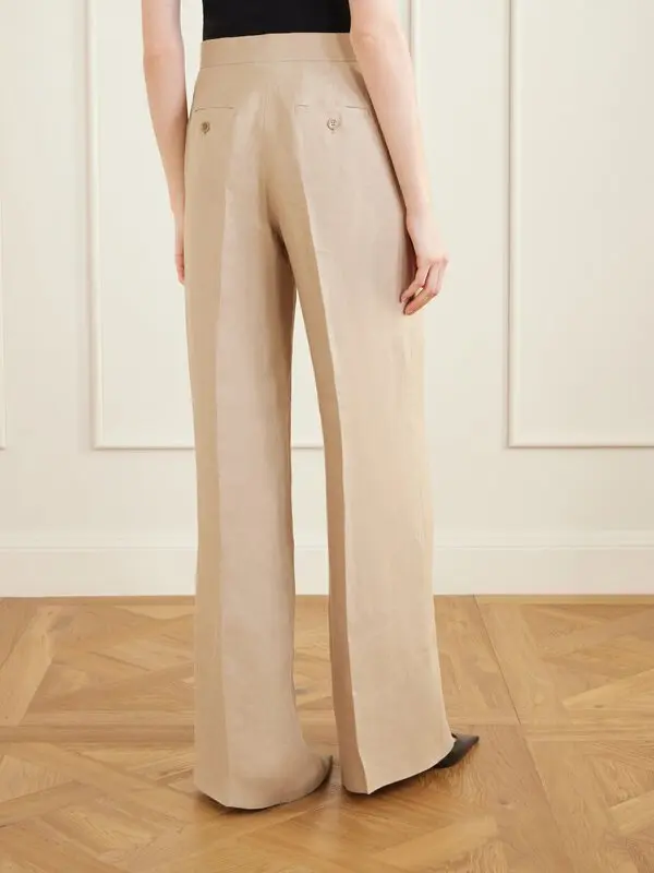 Max Mara Big Linen Wide-leg Pants - Neutrals