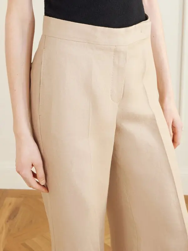 Max Mara Big Linen Wide-leg Pants - Neutrals