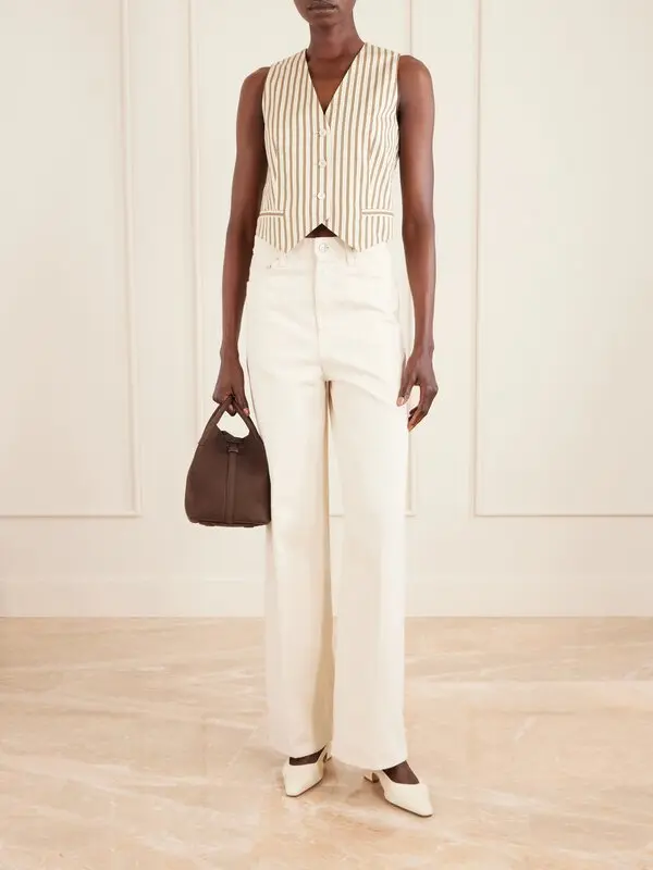 Max Mara Striped Cotton And Silk-blend Poplin Vest - Neutrals