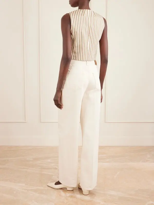 Max Mara Striped Cotton And Silk-blend Poplin Vest - Neutrals