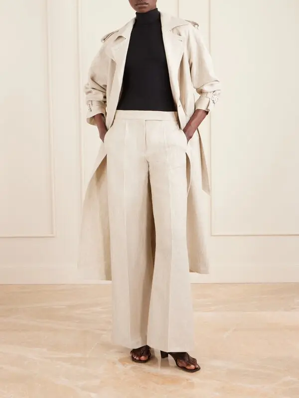 Max Mara Belted Linen-drill Trench Coat - Neutrals