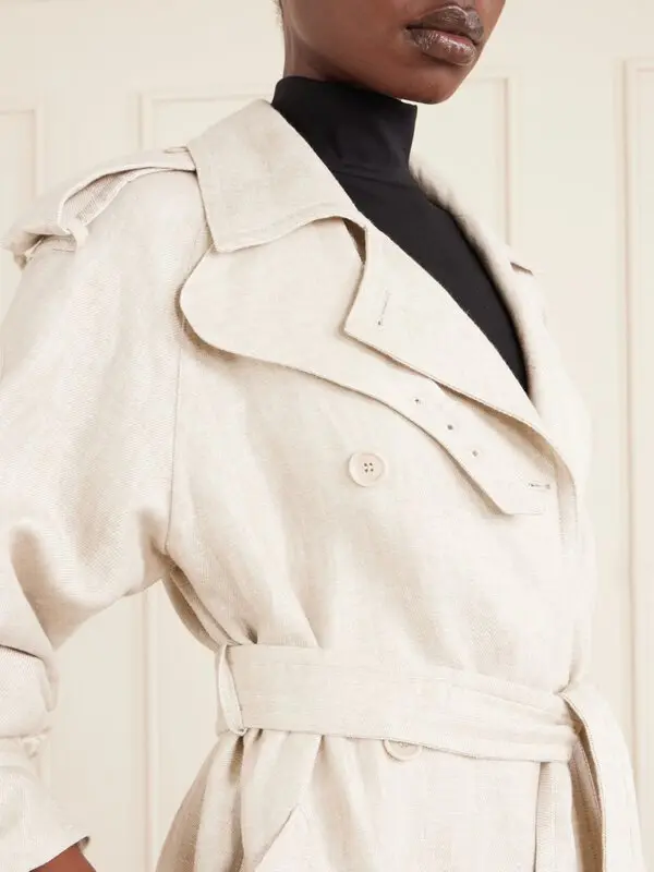 Max Mara Belted Linen-drill Trench Coat - Neutrals