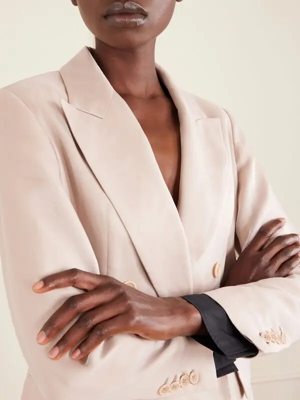 Max Mara Double-breasted Silk-satin Blazer