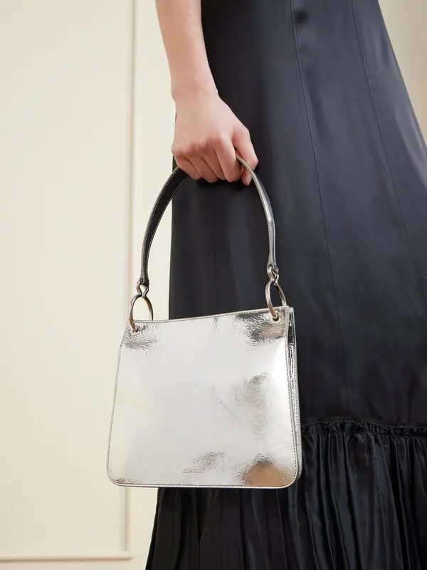 JIL SANDER Otto Small Metallic-leather Shoulder Bag - Gray