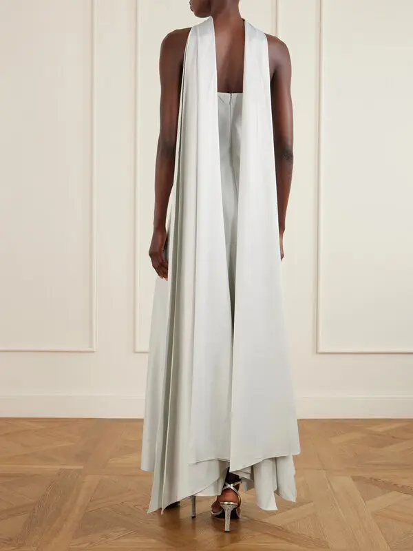 Solace London Cece Cape-effect Gown - Silver