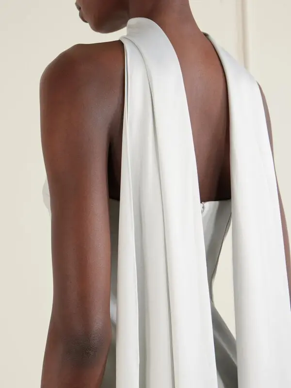 Solace London Cece Cape-effect Gown - Silver