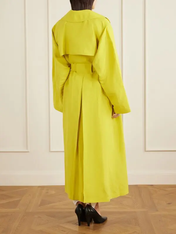 Alaïa Belted Paper-blend Trench Coat - Yellow