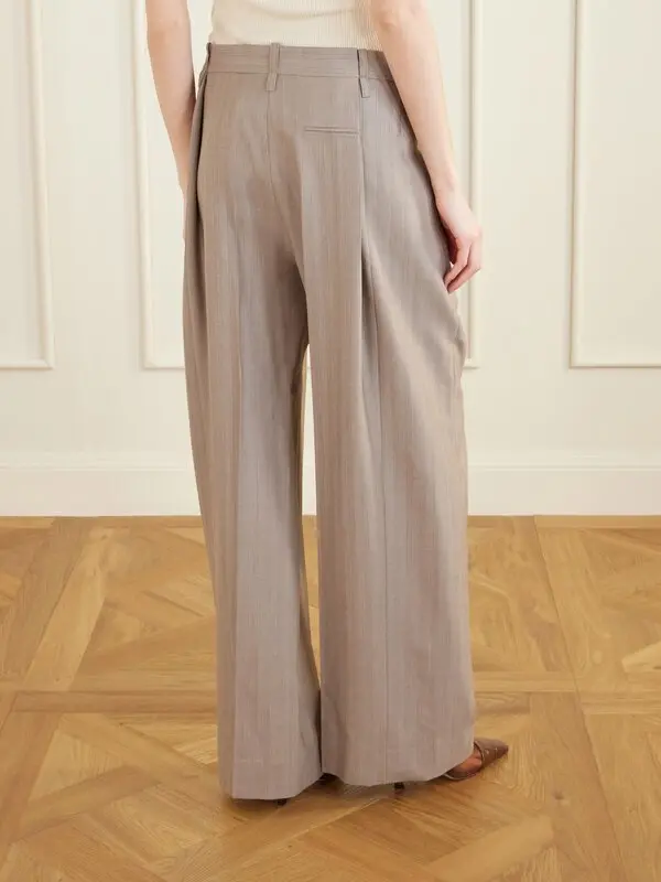 Victoria Beckham Pleated Wide-leg Wool Pants