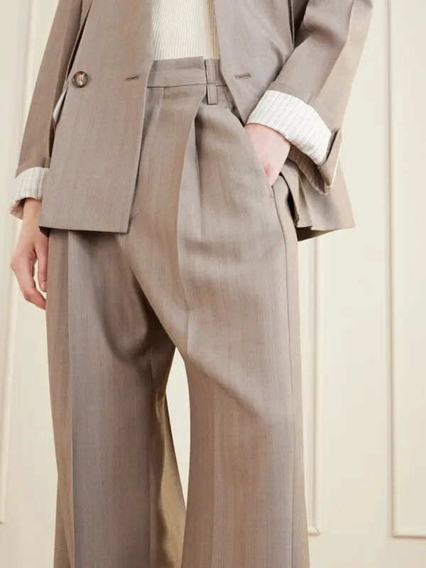 Victoria Beckham Pleated Wide-leg Wool Pants