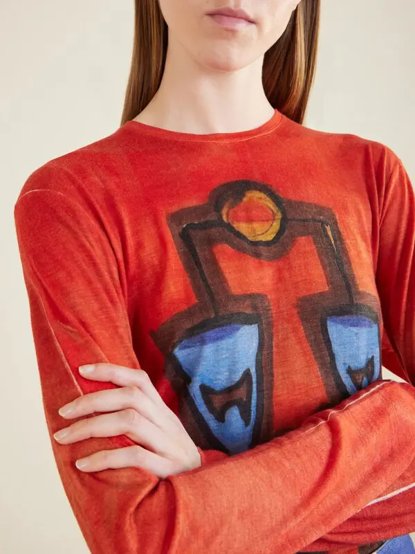Gabriela Hearst Isaro Printed Cashmere Sweatshirt