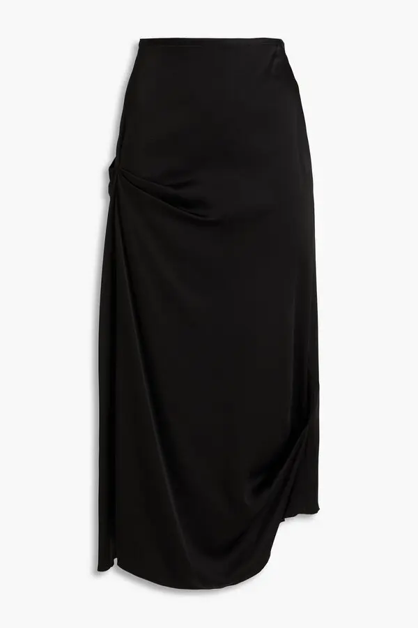 Victoria Beckham Draped Satincrepe Midi Skirt - Black