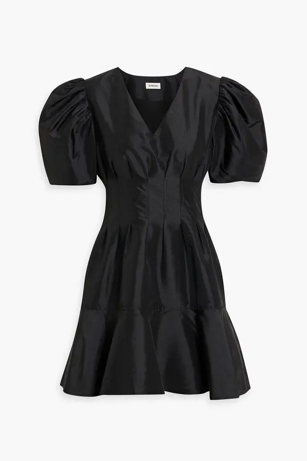 Simkhai Edwina Pintucked Taffeta Mini Dress - Black