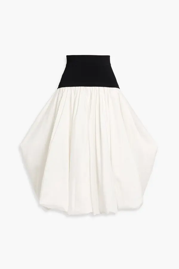 Simkhai Corrin Ribbedknit And Cottonpoplin Midi Skirt - Black