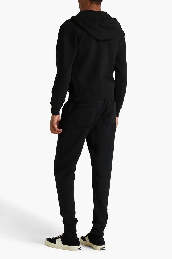 TOM FORD Cotton-fleece Hoodie With Leather Trim