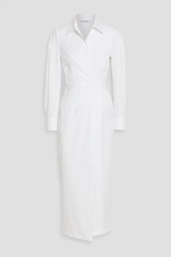 Max Mara Balzac Cottonblend Poplin Midi Wrap Dress - White