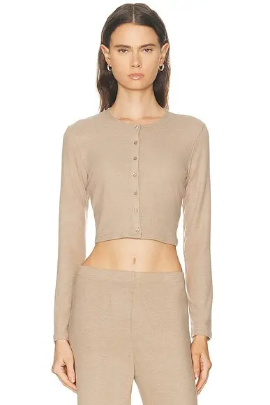 LESET Lauren Crop Cardigan - Sable