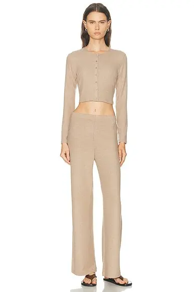 LESET Lauren Crop Cardigan - Sable