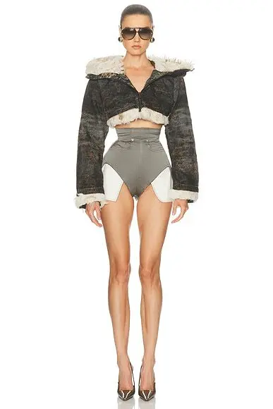 DIESEL® Cropped Faux Fur Zip Up Jacket