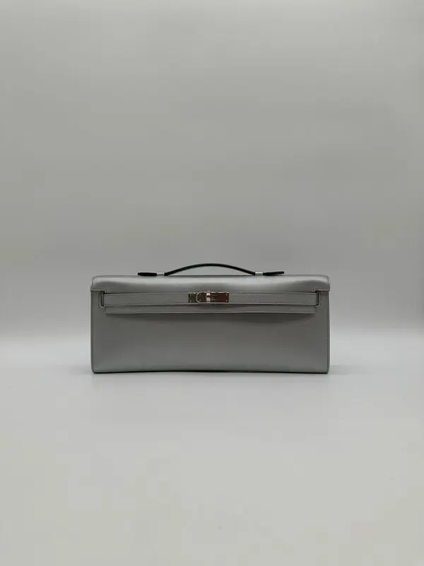 Hermès Kelly Clutch Chevre Palladium Hardware - Argent