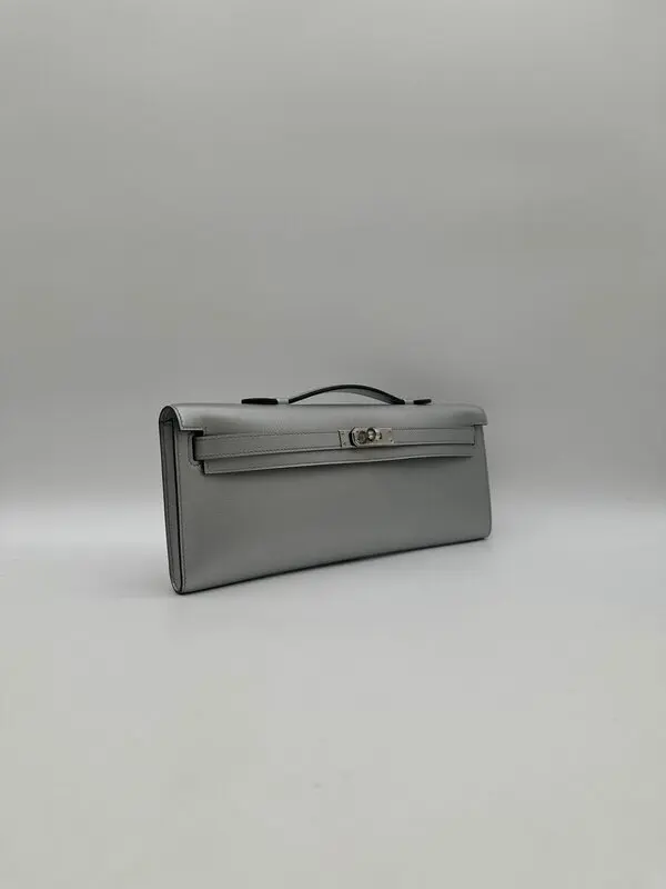 Hermès Kelly Clutch Chevre Palladium Hardware - Argent