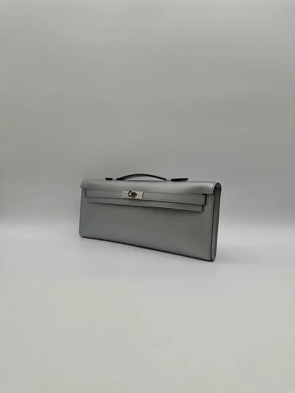 Hermès Kelly Clutch Chevre Palladium Hardware - Argent
