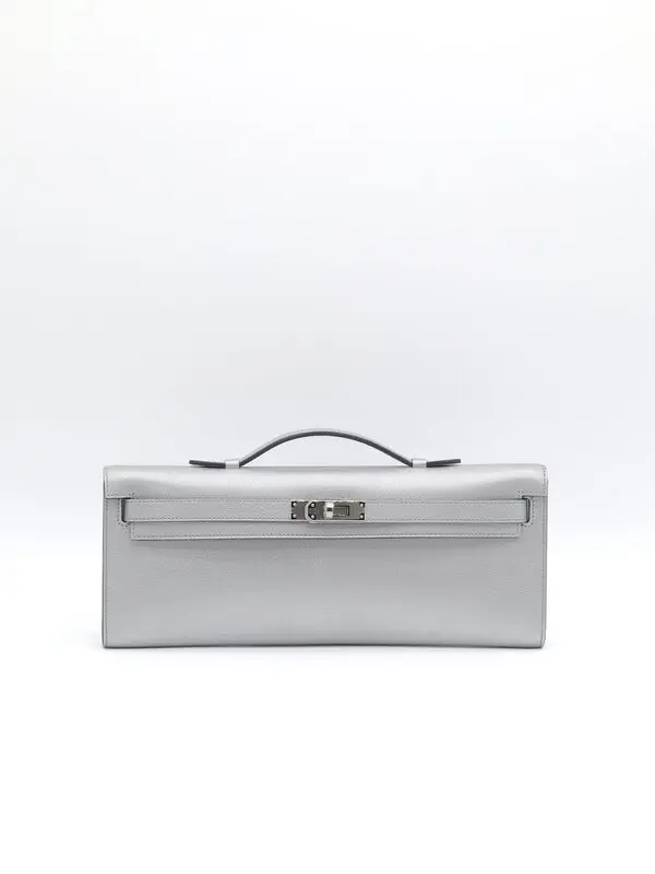 Hermès Kelly Clutch Chevre Palladium Hardware - Argent