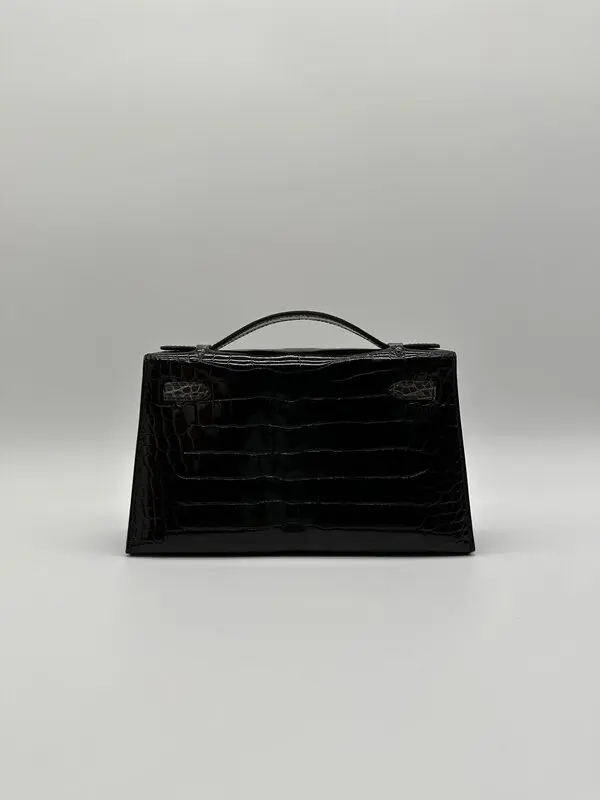 Hermès Kelly Hss /graphite Shiny Alligator Gold Hardware - Black