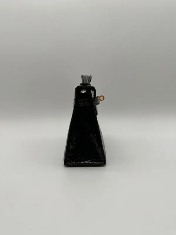Hermès Kelly Hss /graphite Shiny Alligator Gold Hardware - Black