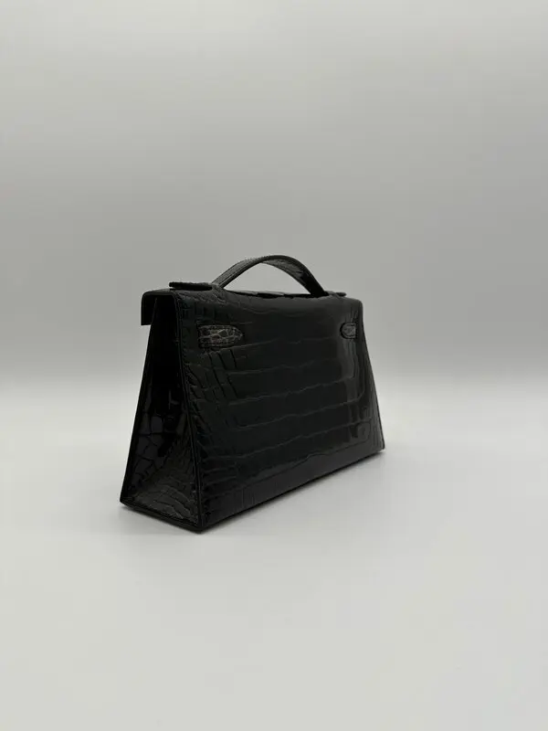 Hermès Kelly Hss /graphite Shiny Alligator Gold Hardware - Black