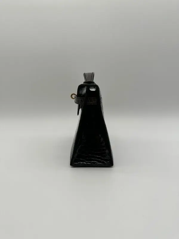 Hermès Kelly Hss /graphite Shiny Alligator Gold Hardware - Black