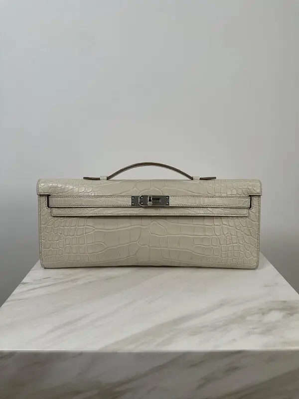 Hermès Kelly Alligator Clutch - White