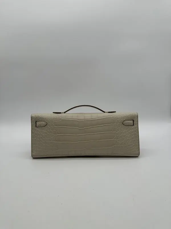 Hermès Kelly Alligator Clutch - White