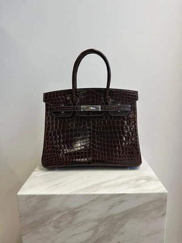 Hermès Birkin Havana Shiny Niloticus With Palladium Hardware