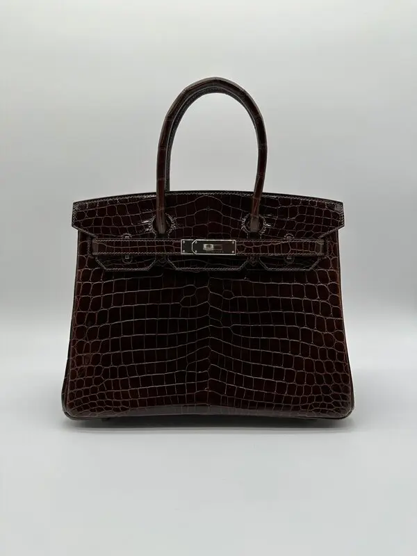 Hermès Birkin Havana Shiny Niloticus With Palladium Hardware