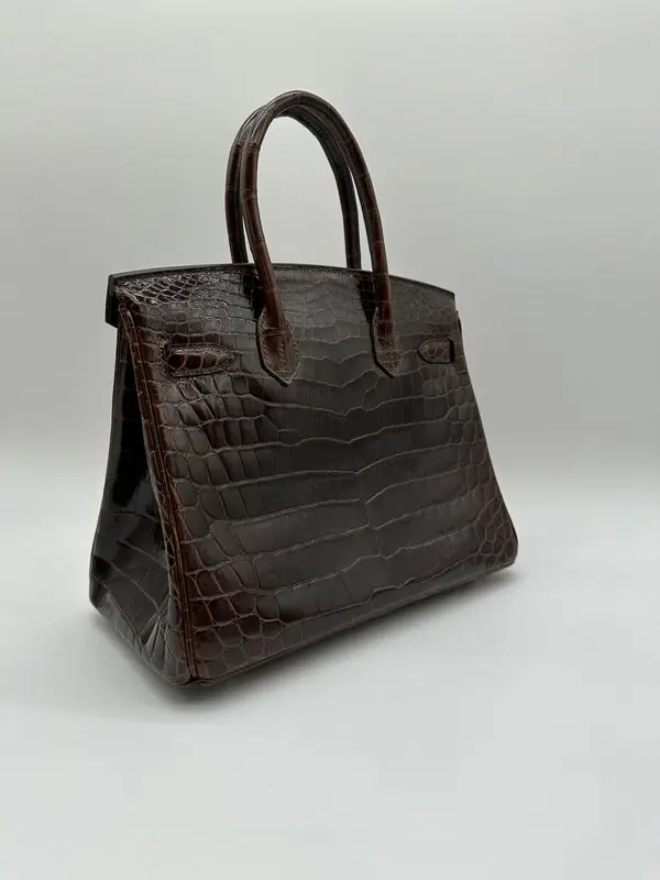 Hermès Birkin Havana Shiny Niloticus With Palladium Hardware