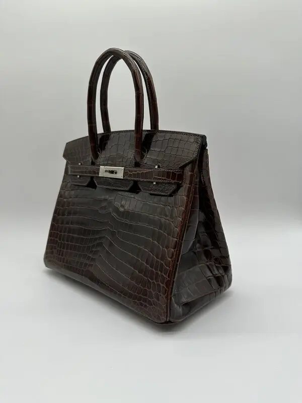Hermès Birkin Havana Shiny Niloticus With Palladium Hardware