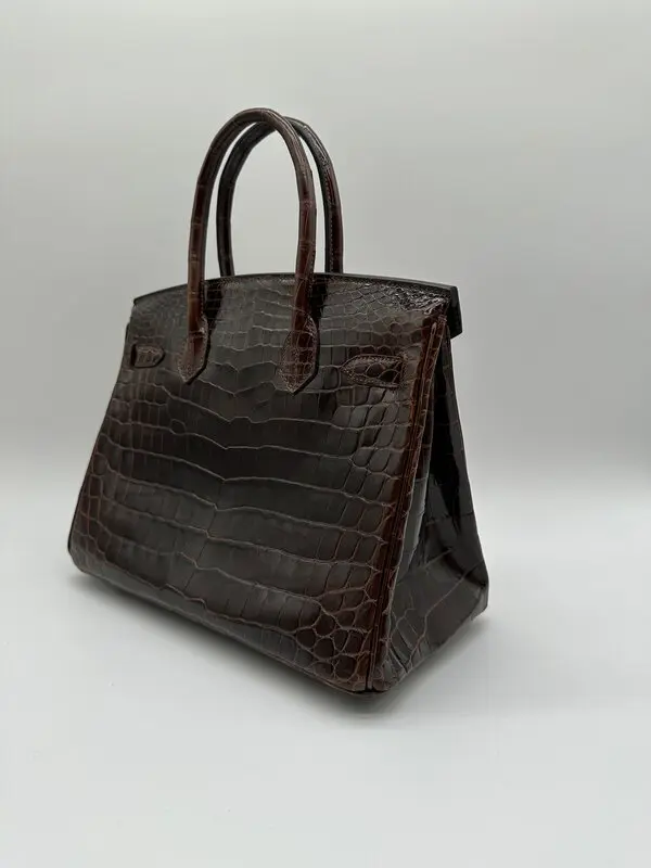 Hermès Birkin Havana Shiny Niloticus With Palladium Hardware