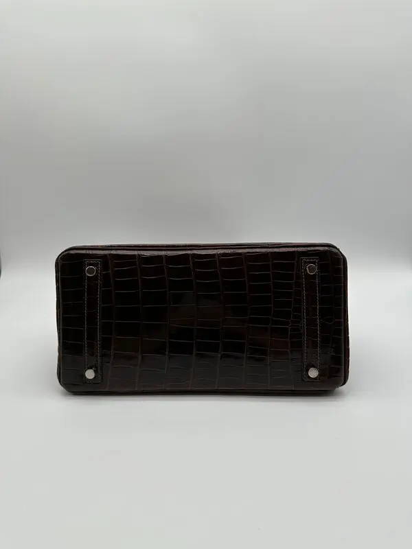 Hermès Birkin Havana Shiny Niloticus With Palladium Hardware