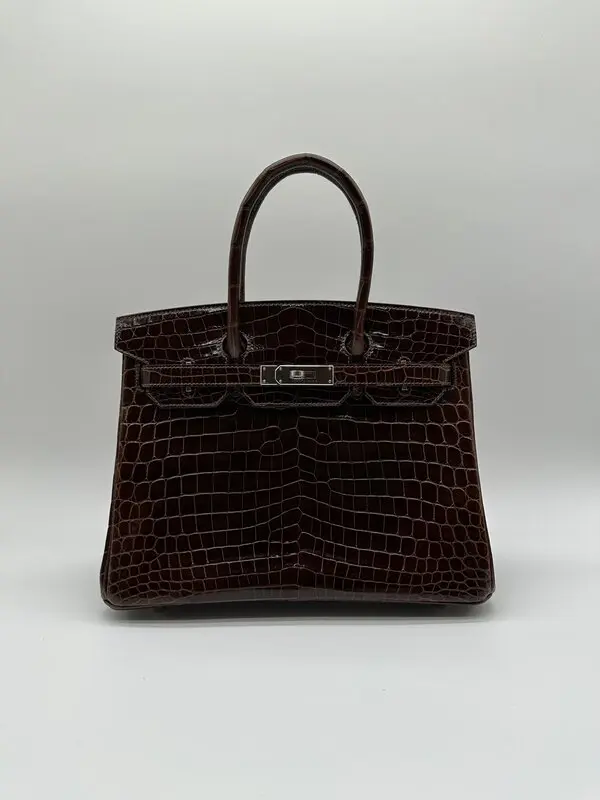 Hermès Birkin Havana Shiny Niloticus With Palladium Hardware - Brown