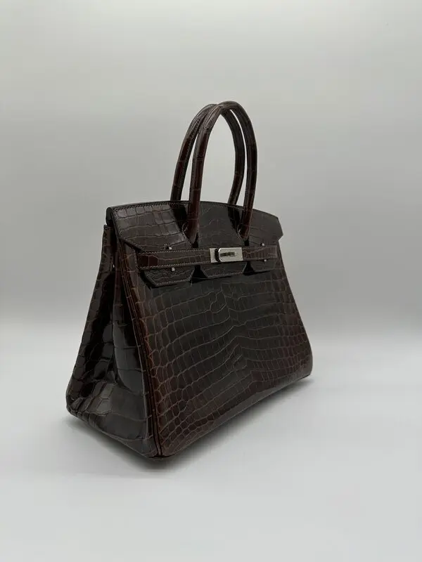 Hermès Birkin Havana Shiny Niloticus With Palladium Hardware - Brown
