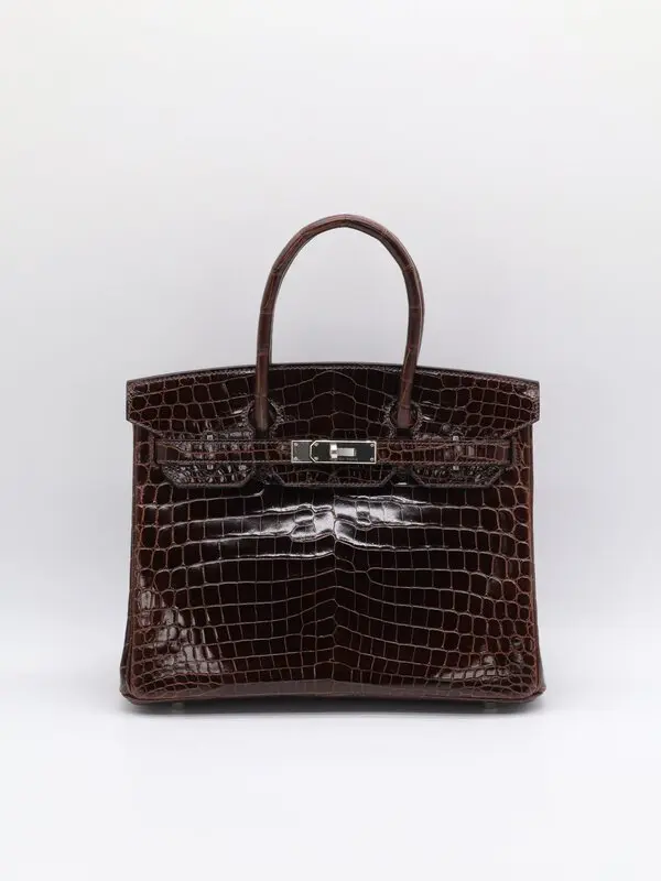 Hermès Birkin Havana Shiny Niloticus With Palladium Hardware