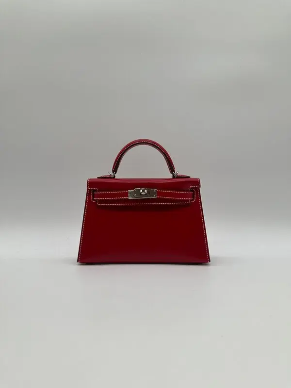 Hermès Mini Kelly Rouge Piment Box Leather - Red